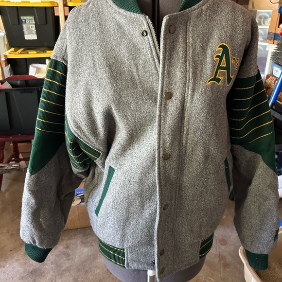 STARTER | Jackets & Coats | Gray And Green Varsity Jacket With As Logo ...